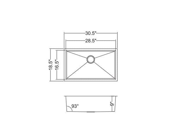 KSH30189R - 30.5" Zero Radius Sink - Legend