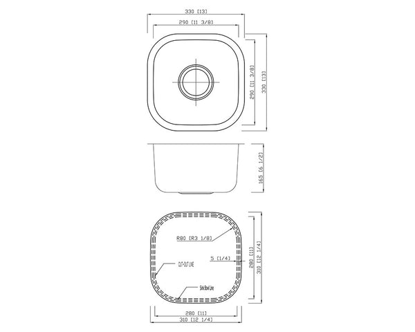 KSU13137 - Stainless Steel Bar Sink : 13x13 - Legend