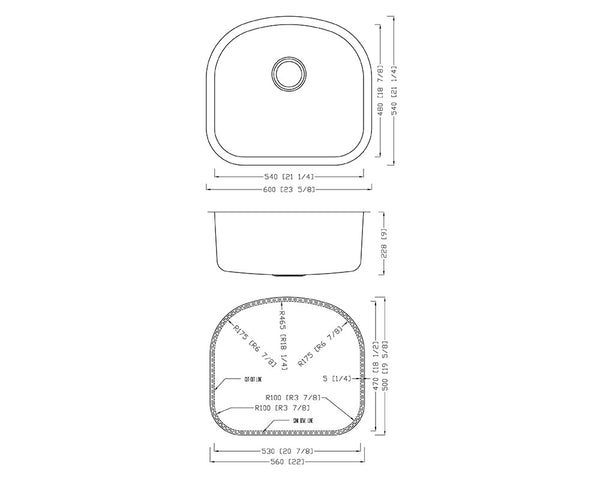 KSU23219 - 23" Stainless Steel Sink - Legend