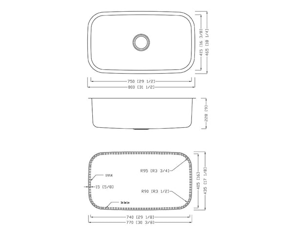 KSU32199 - 32" Stainless Steel Sink - Legend